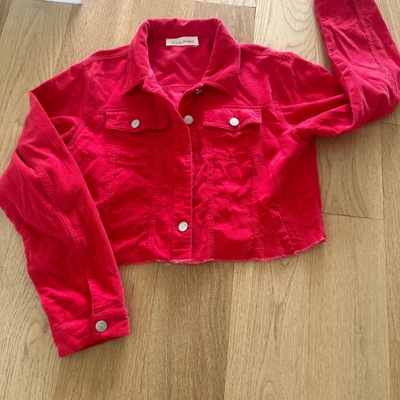 Caren Forbes | Jackets & Coats | Mid Drift Red Denim Jacket | Poshmark